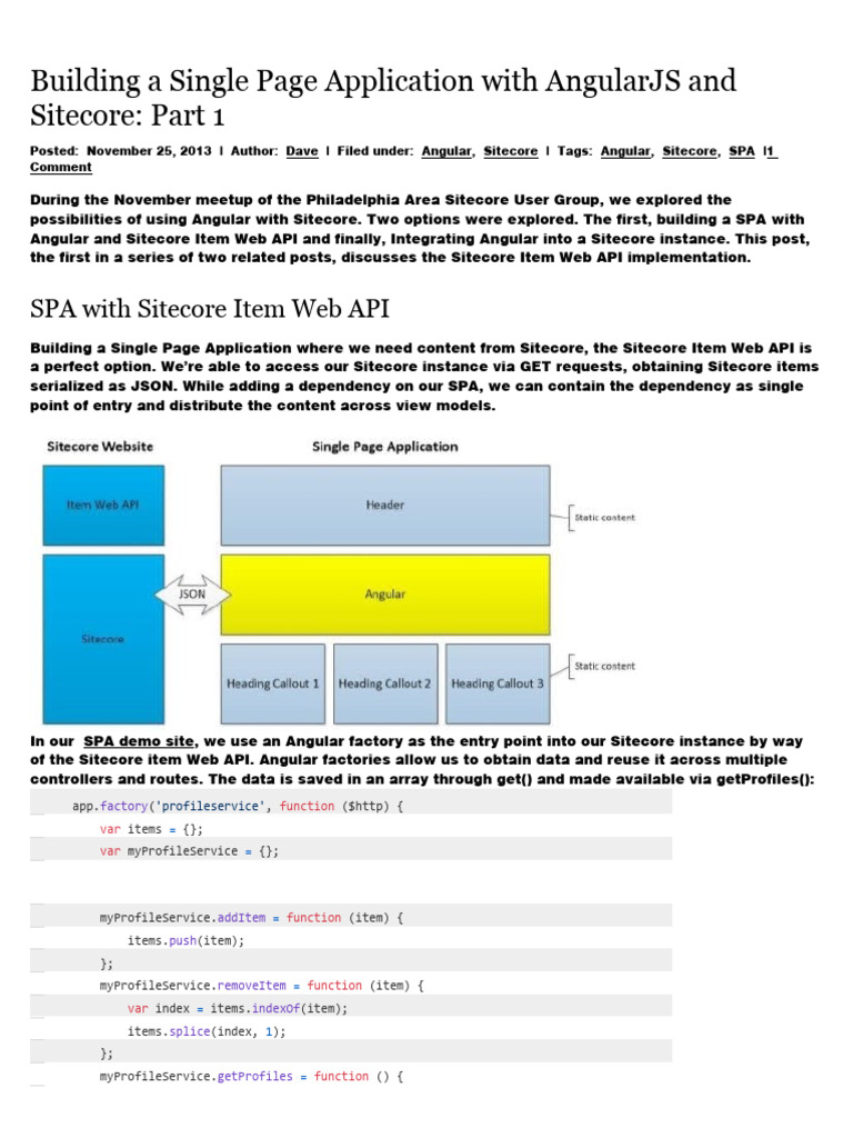 Building A Single Page Application With Angularjs And Sitecore Pdf Technology And Engineering