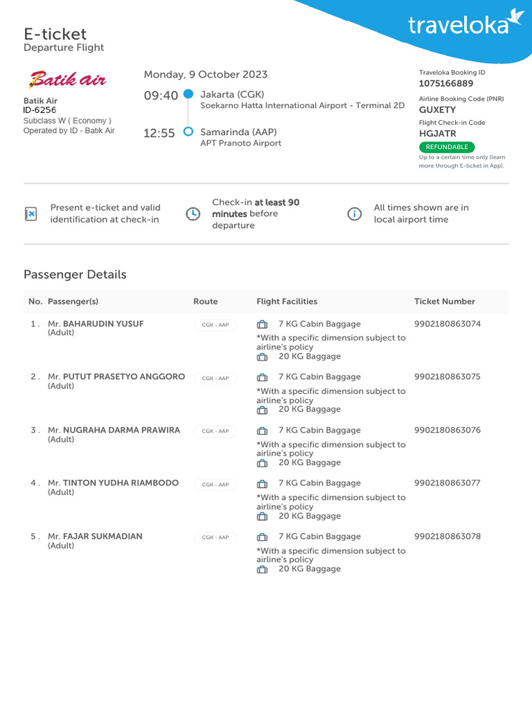 Baharudin Yusuf CGK Hgjatr Aap Flight Originating | PDF | Aviation | Transport