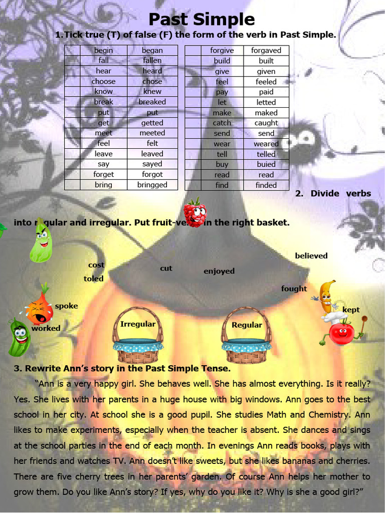 Past Simple Tense Grammar Drills - 91097 | PDF