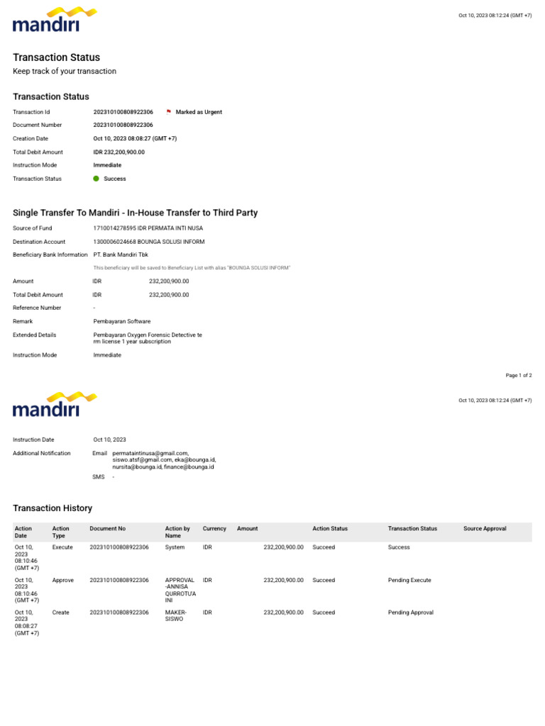 Transaction Status | PDF | Indonesian Rupiah | Service Industries