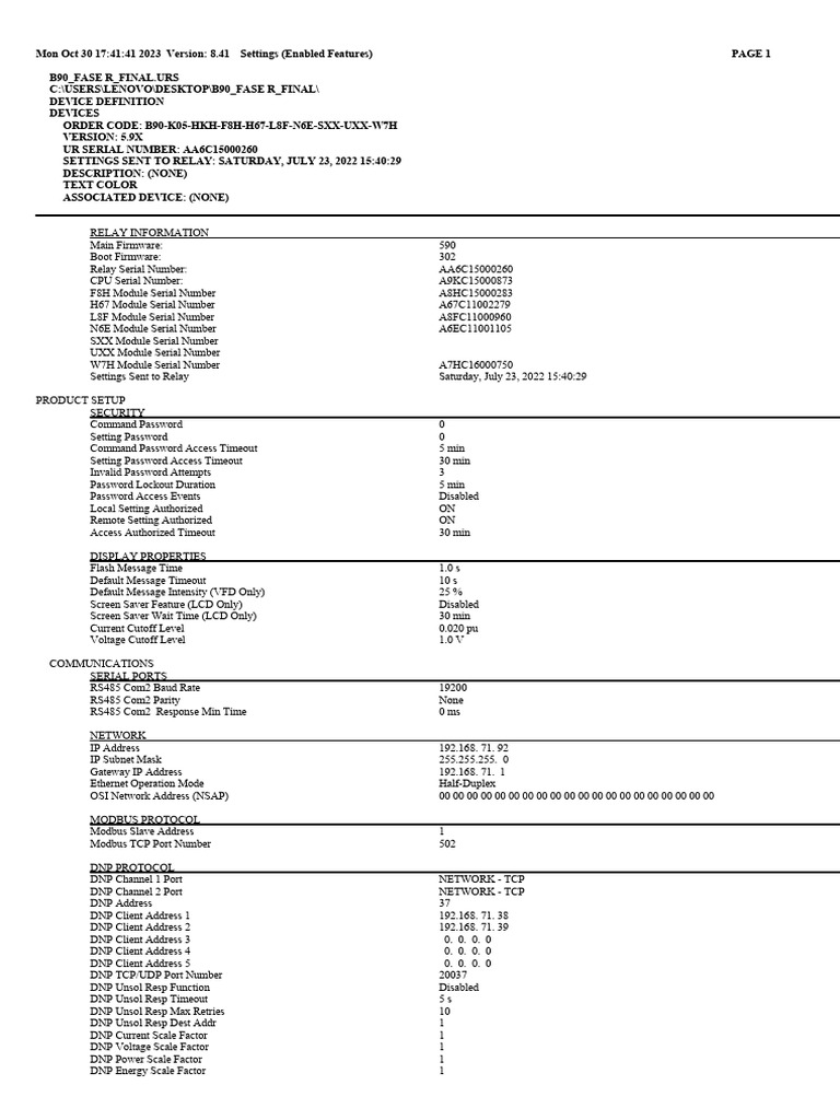 EnerVista UR Setup | PDF | Port (Computer Networking) | Transmission Control Protocol