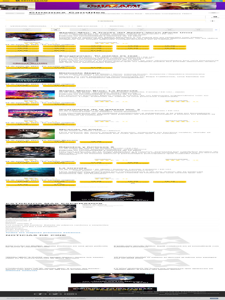 Cartelera Cinemex Candiles Sesiones y Horarios - SensaCine - Com.mx | PDF