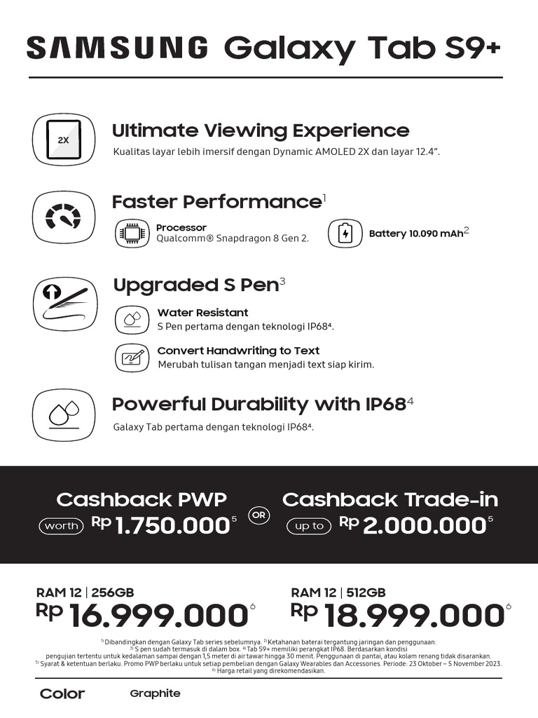 Spec Card Tab S9 - 5G Oktober | PDF