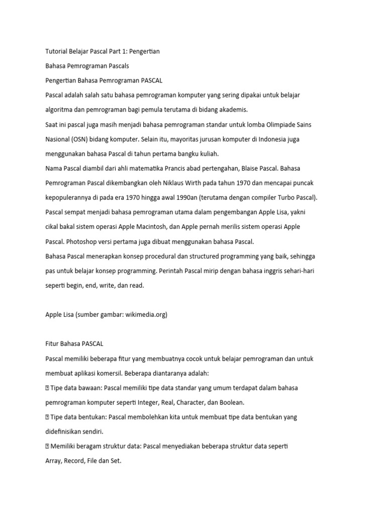 Tutorial Belajar Pascal Part 1 | PDF