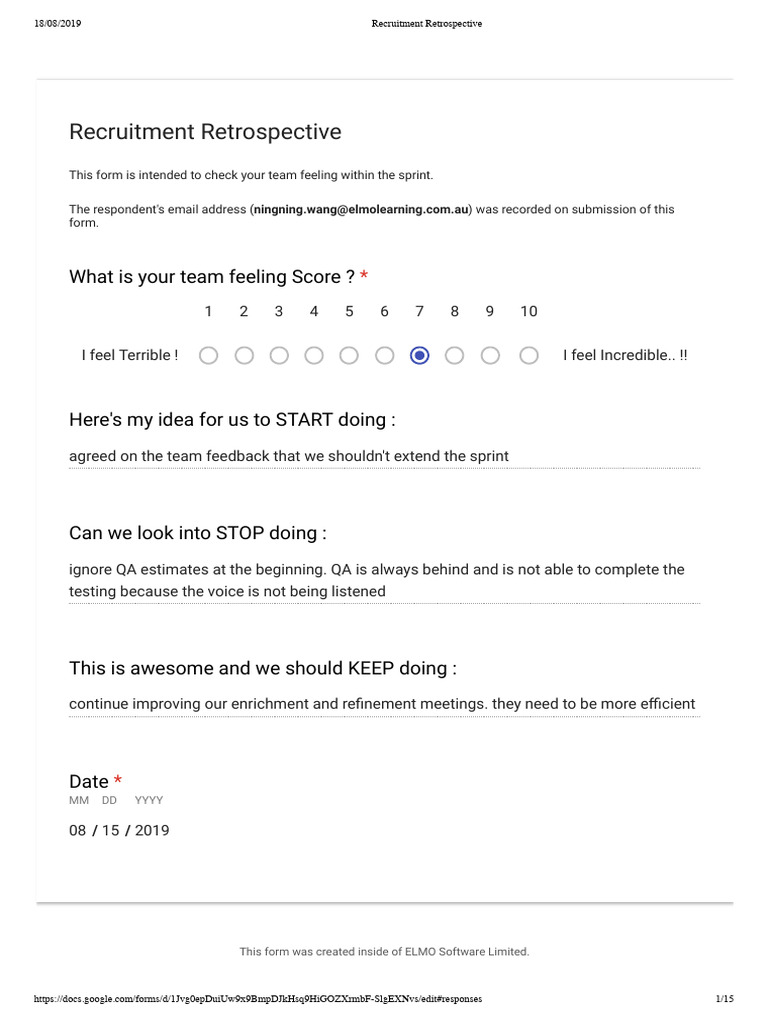 Recruitment Sprint Retro - Google Forms | PDF