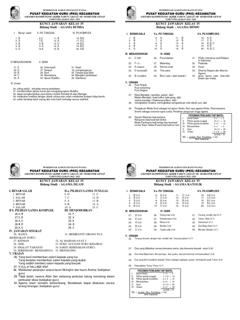 Kunci Kelas 4 Kumer | PDF