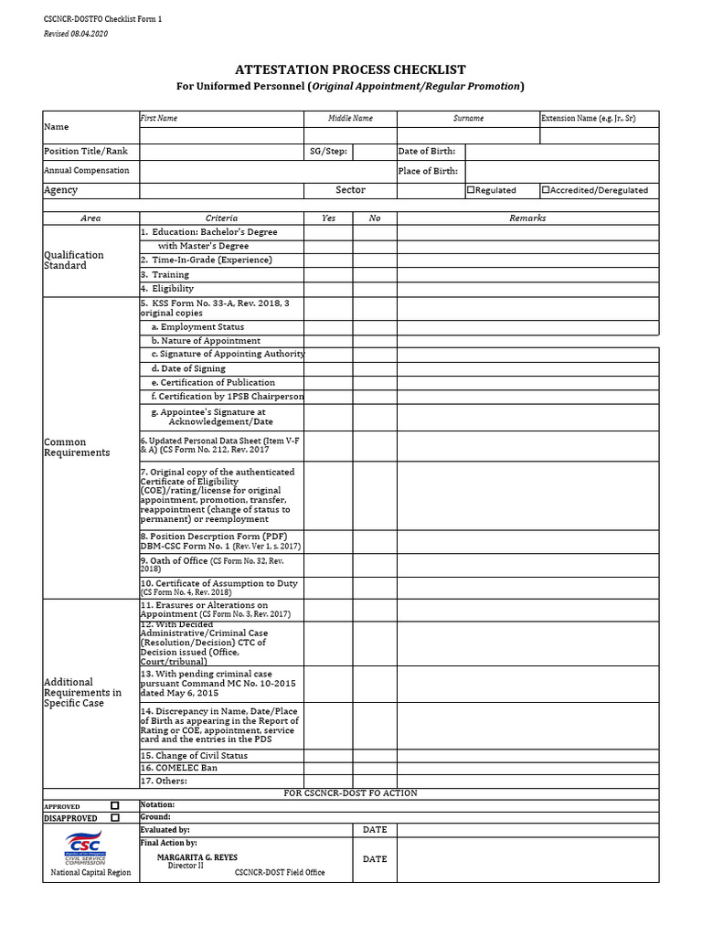 Attestation Process Checklist Sample Format-D | PDF | Justice | Crime ...