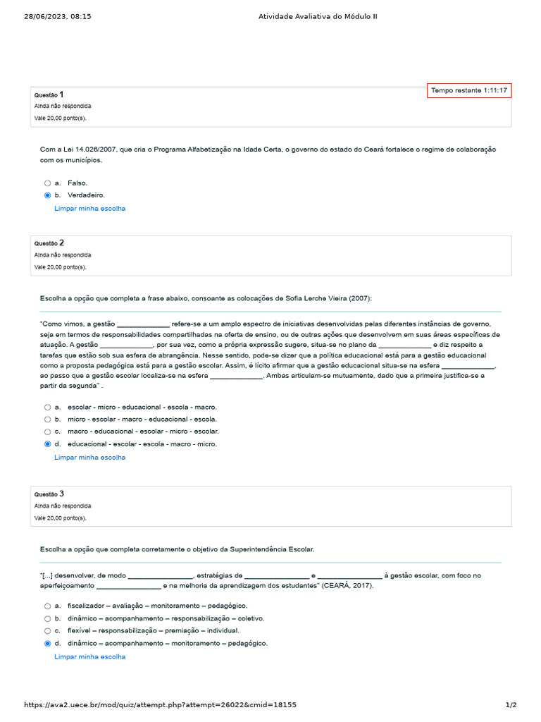Atividade Avaliativa Do Módulo II-2 | PDF | Pedagogia