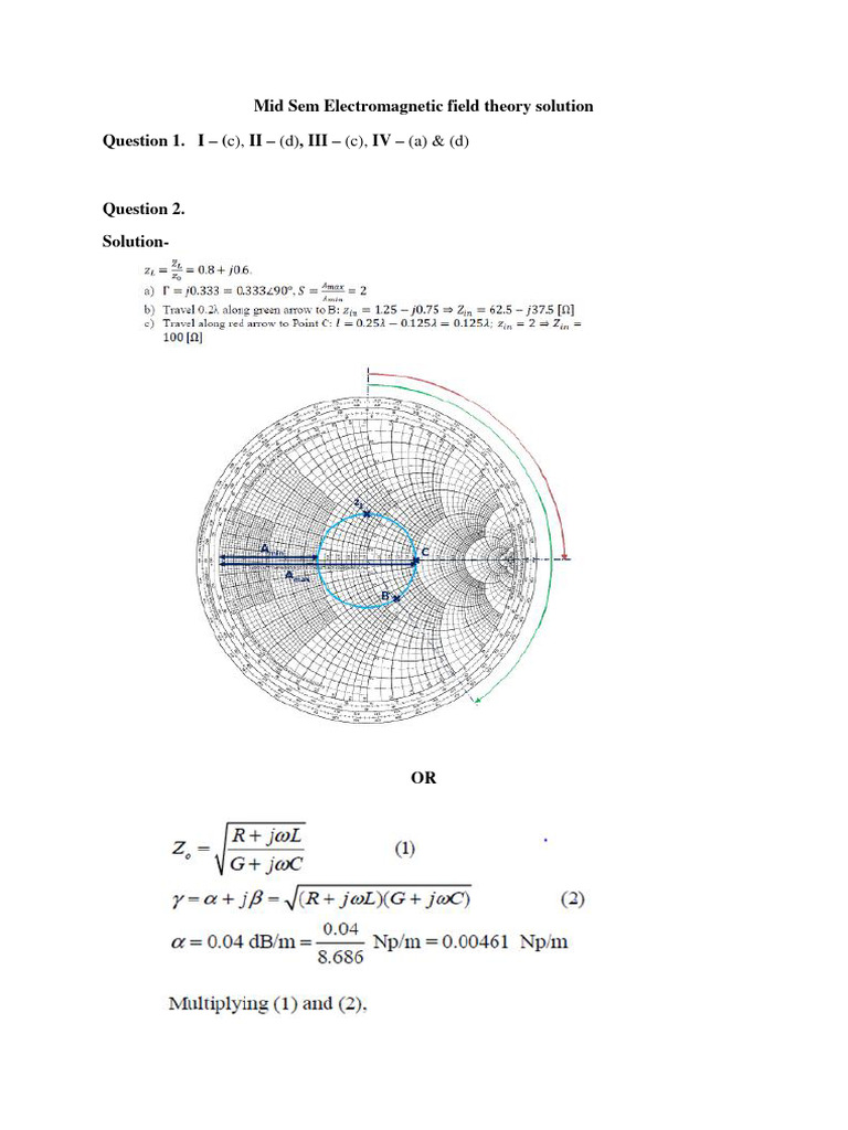 Mid Sem Electromagnetic Field Theory Solution | PDF Mid Sem Electromagnetic Field Theory Solution | PDF