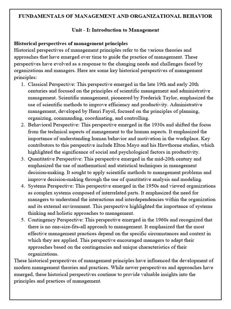 UNIT 1 Introduction To Management | PDF