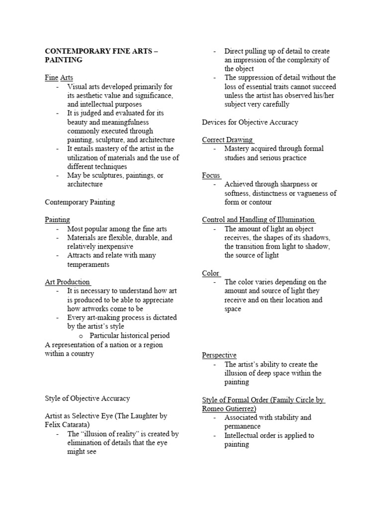 Contemporary Fine Arts - Compiled Notes (Finals) | PDF