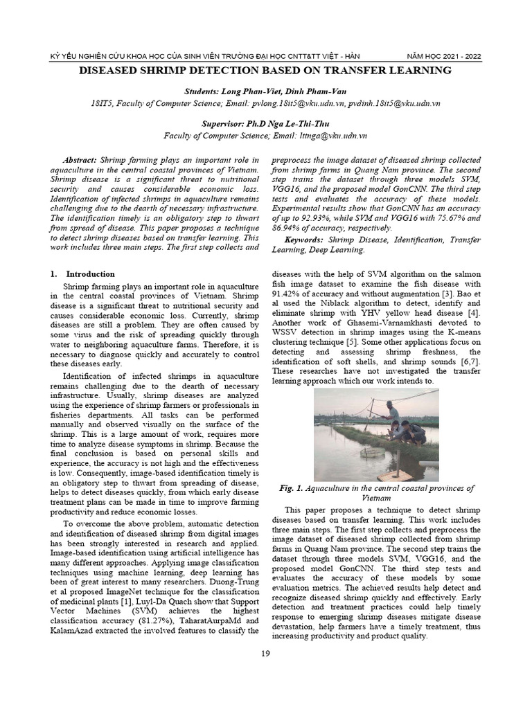 Shrimp Disease Detection Using Transfer Learning Pdf
