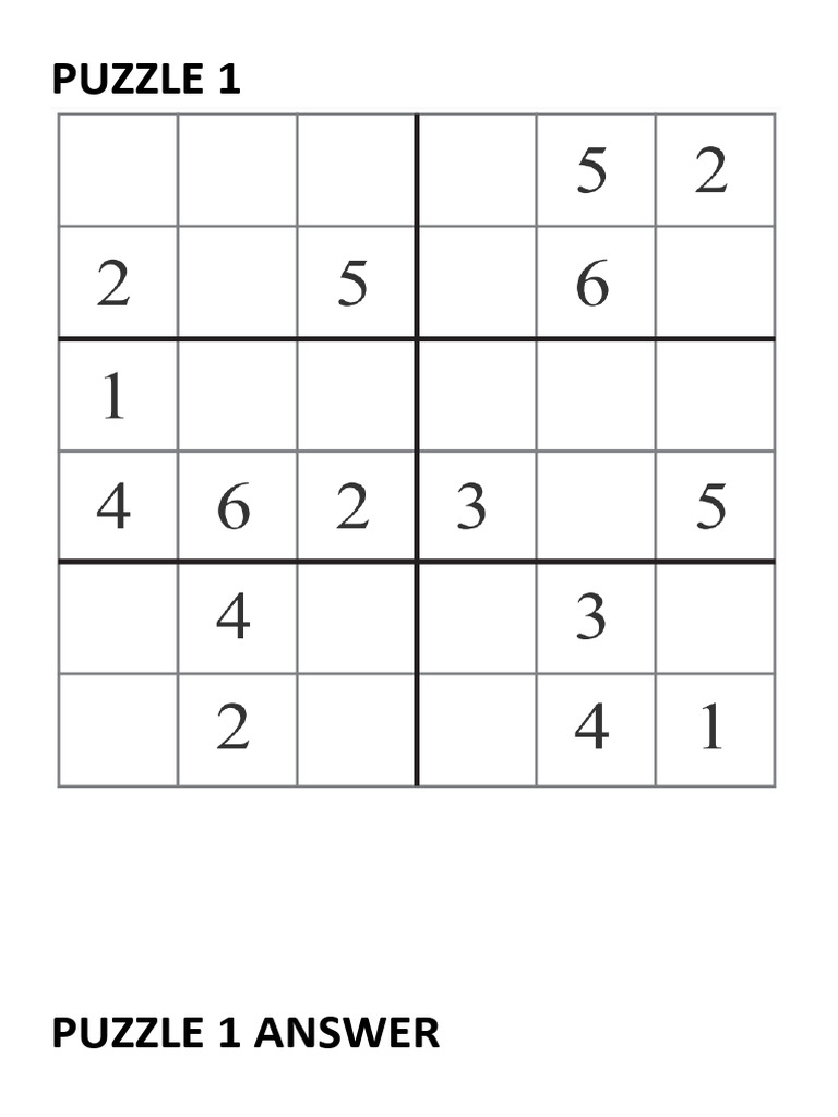 Sudoku 6X6 With Answers | PDF | Cooking, Food & Wine