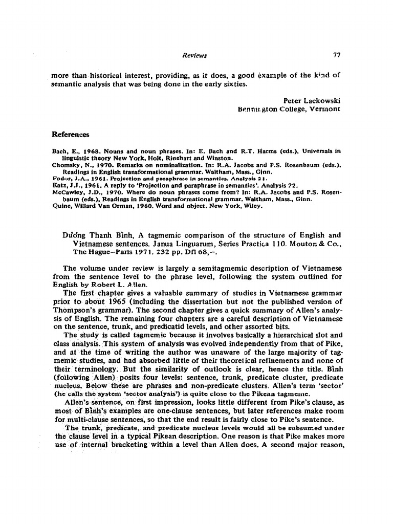 Linguistic Analysis of Vietnamese | PDF | Sentence (Linguistics) | Clause
