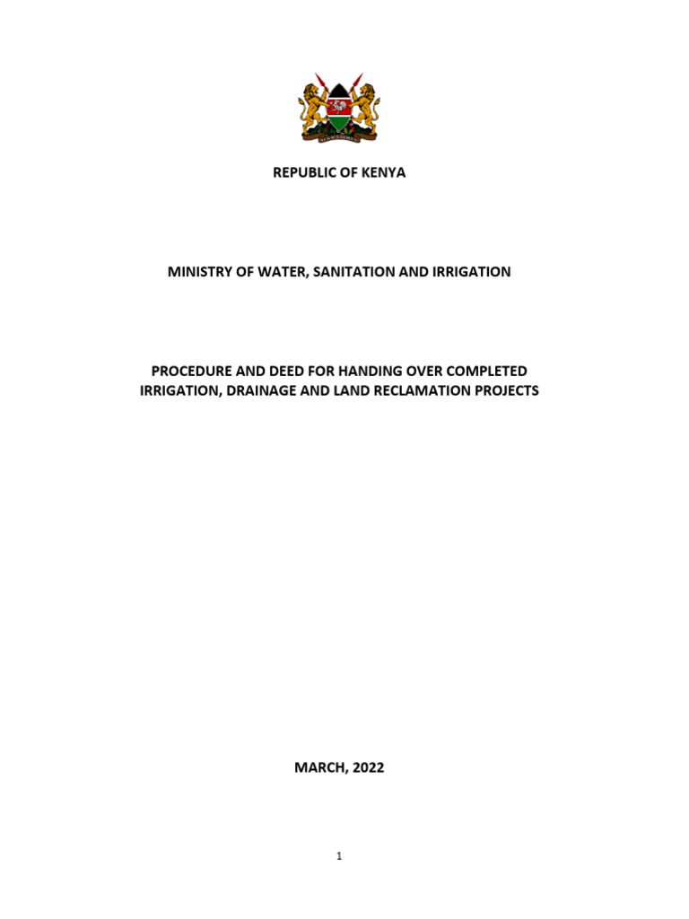 Procedure and Instrument For Handing Over Completed Irrigation Projects ...