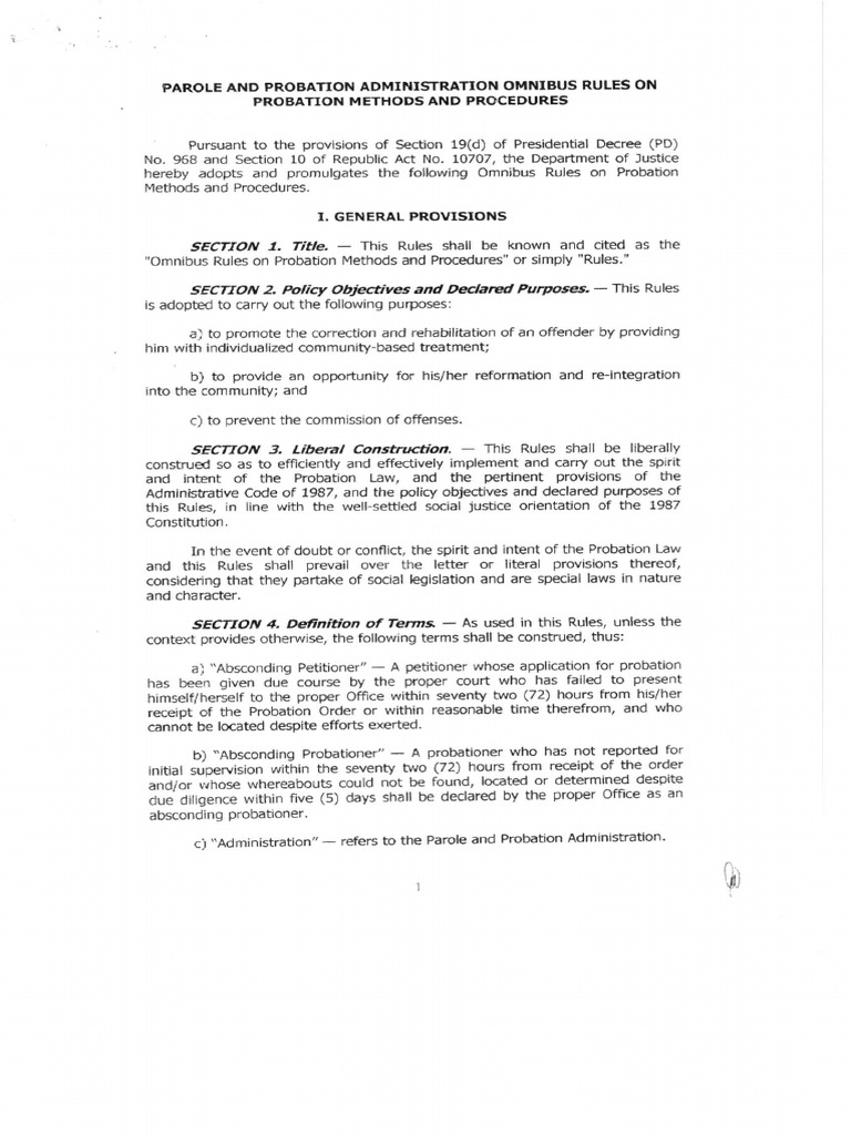 Omnibus Rules on Probation Procedures | PDF | Finance & Money ...