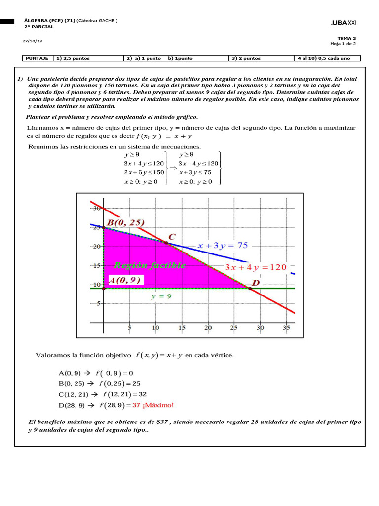 Segundo Parcial - 2C - 2023 - Tema 2 | PDF | Espacio vectorial | Determinante
