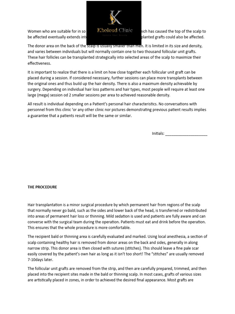 Hair Transplant Consent Form 1 | PDF