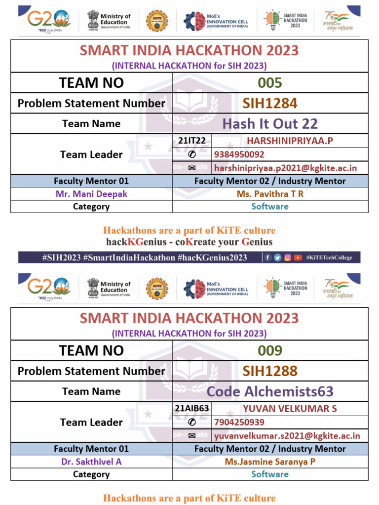 SIH Selected 2023 | PDF | Technology Development | Software Industry