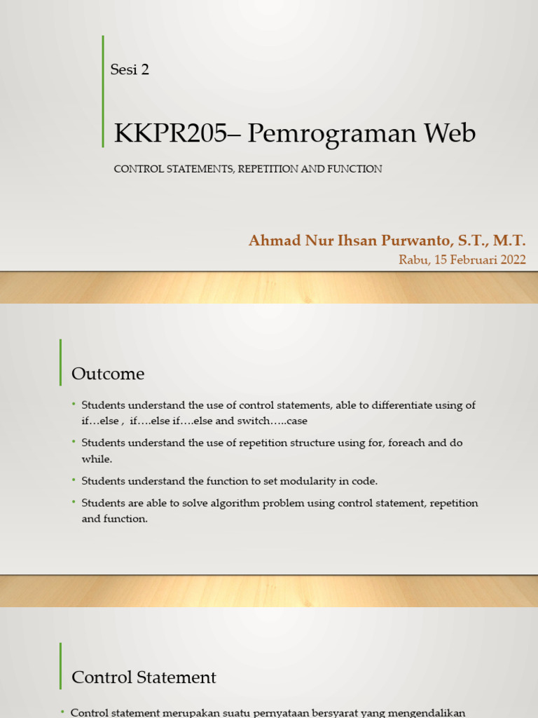 W2 PemrogramanWeb PHP Control Statement | PDF W2 PemrogramanWeb PHP Control Statement | PDF
