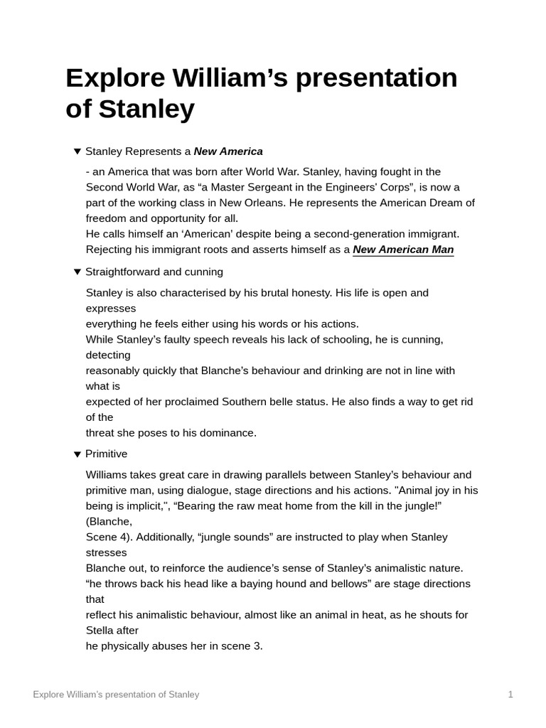 Explore Williams Presentation of Stanley | Download Free PDF | Masculinity