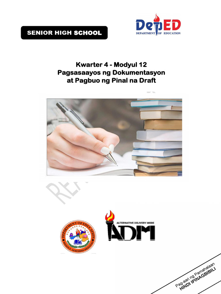 Kwarter 4 - Modyul 12 Pagsasaayos NG Dokumentasyon at Pagbuo NG Pinal Na Draft | PDF
