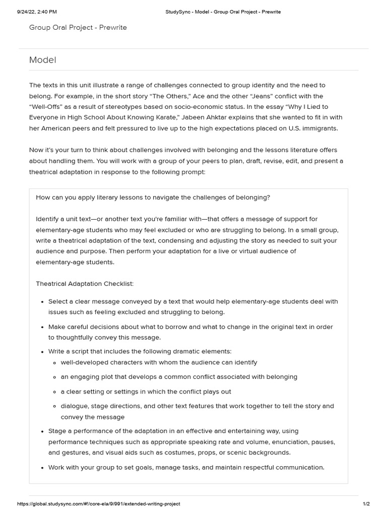 Writing Grade 9 (Model 1) | PDF