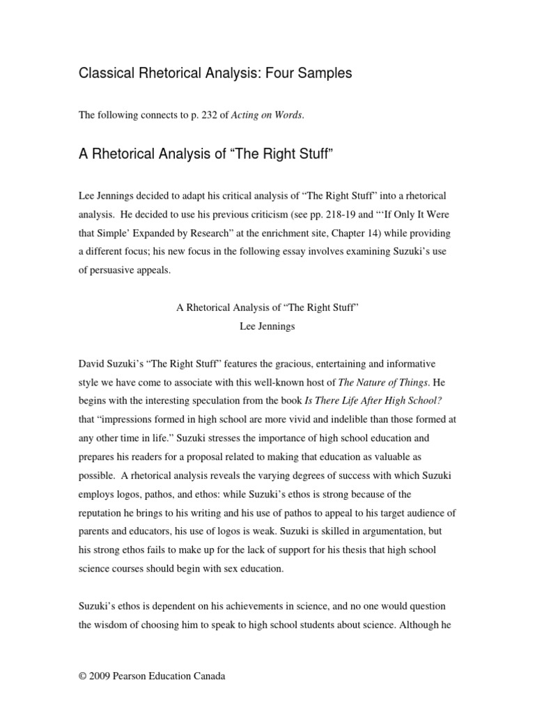 Rhetorical Analysis of "The Right Stuff" | PDF | Rhetoric ...