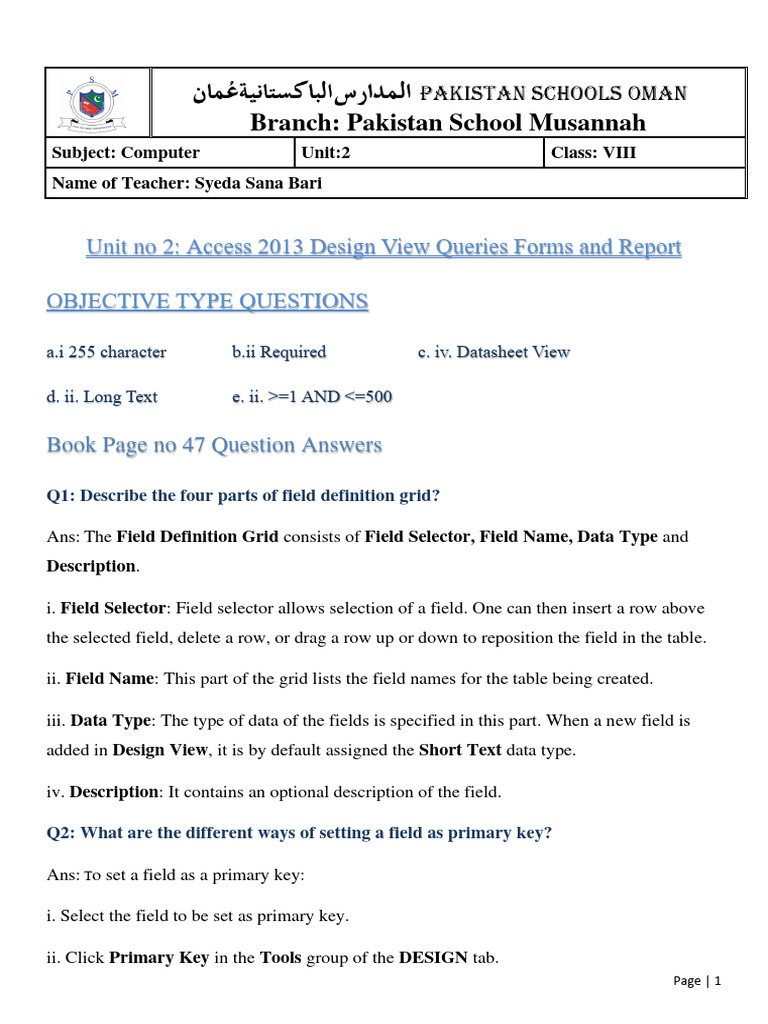 Unit No 2 Grade 8 | PDF