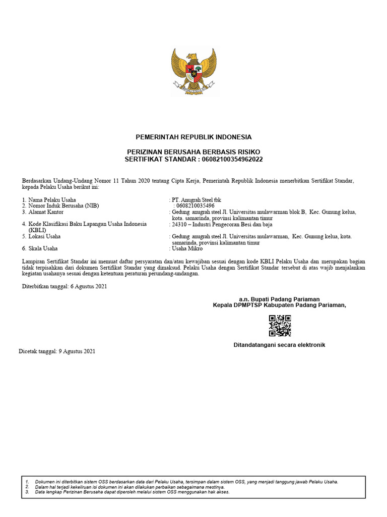 Nib Pada Oss Rba | PDF