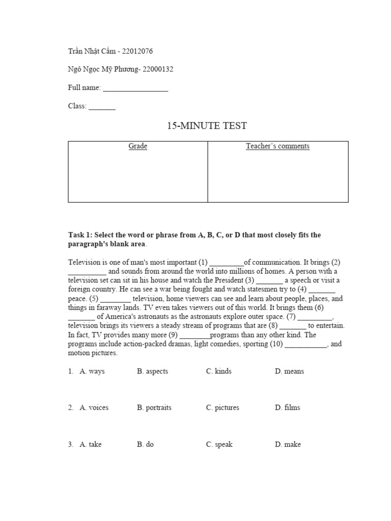 15-Minute Reading Test | PDF