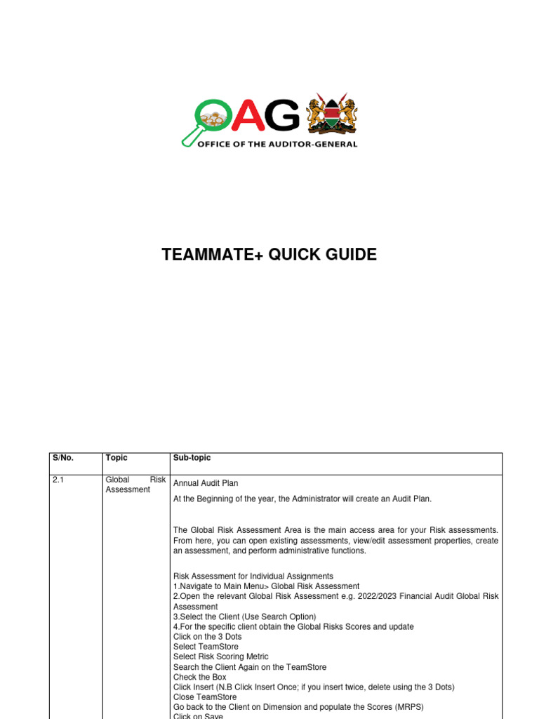 TEAMMATE+ Quick Guide-1 | PDF | Hyperlink | Menu (Computing)