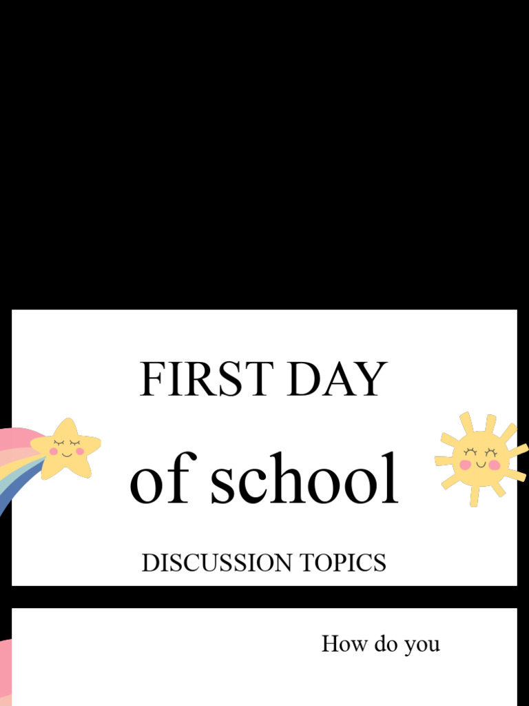 Pastel Rainbow First Day of School Discussion Topics Presentation | PDF