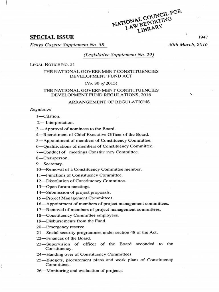 NGCDF-Regulations-2016 | PDF | Committee | Banks