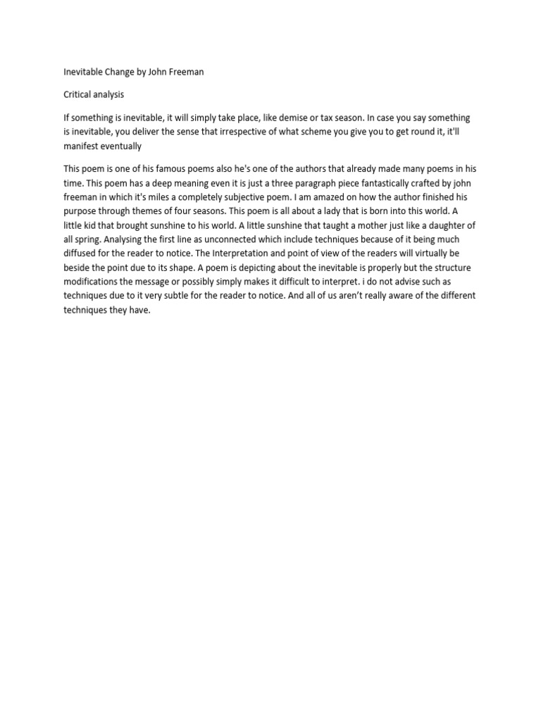 Inevitable Change by John Freeman | PDF