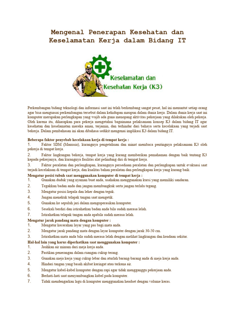 Materi Kesehatan Dan Keselamatan Kerja | PDF