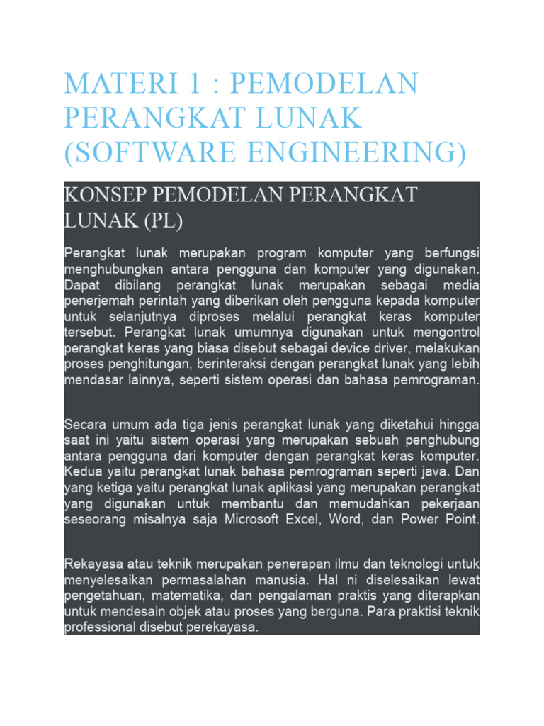 Materi Pemodelan Perangkat Lunak (Software Engineering) | PDF