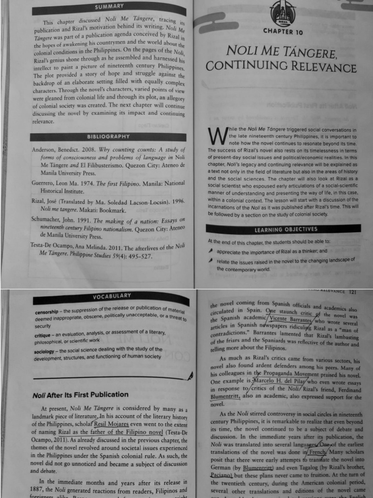 Chapter 10 - Noli Me Tangere, Continuing Relevance | PDF