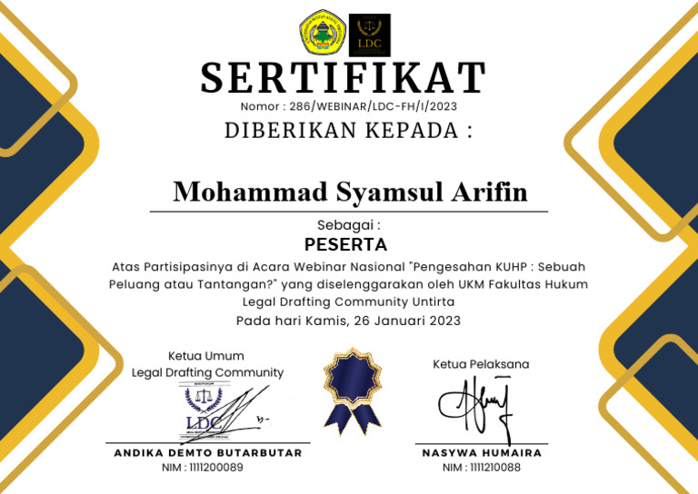 sertifikat arfin 2 | PDF