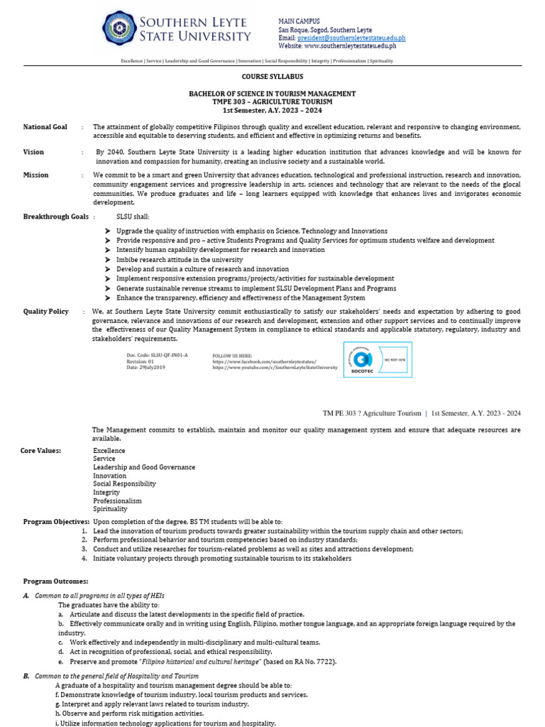 TMPE303 Syllabus 2022 2023 | PDF