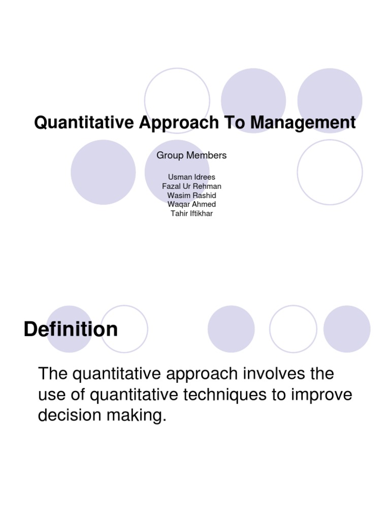 Quantitative Approach To Management: Group Members | PDF