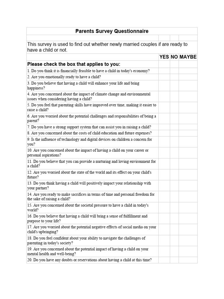Parents Survey Questionnaire | PDF