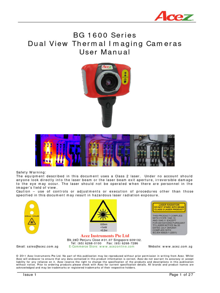 BG 1600 User Manual (Camera) | PDF | Menu (Computing) | Thermography