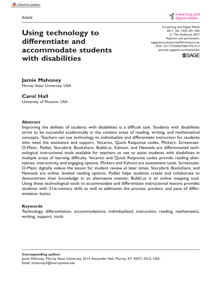 Using Technology To Differentiate and Accommodate Students With ...