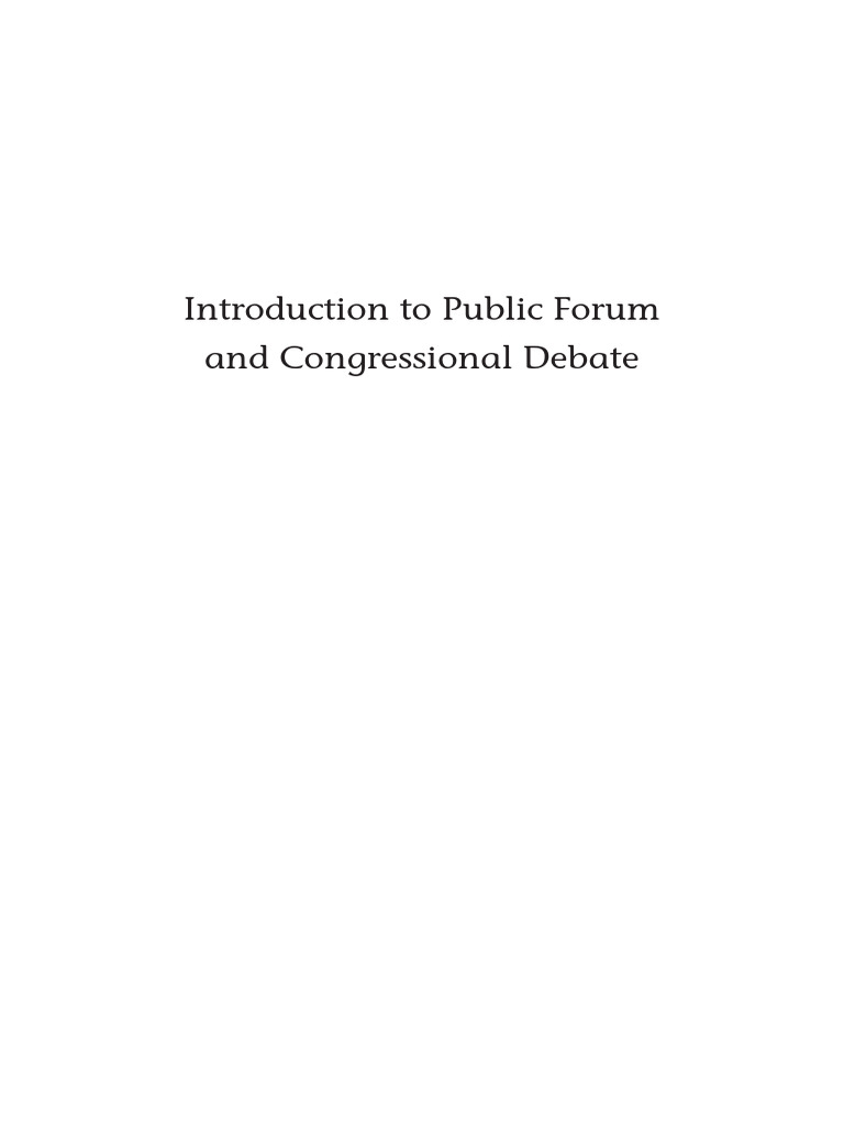 Public Forum and Congressional Debate Textbook | PDF | Art