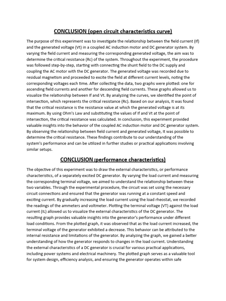CIRCUIT DIAGRAM CONCLUSION | PDF | Voltage | Electric Generator