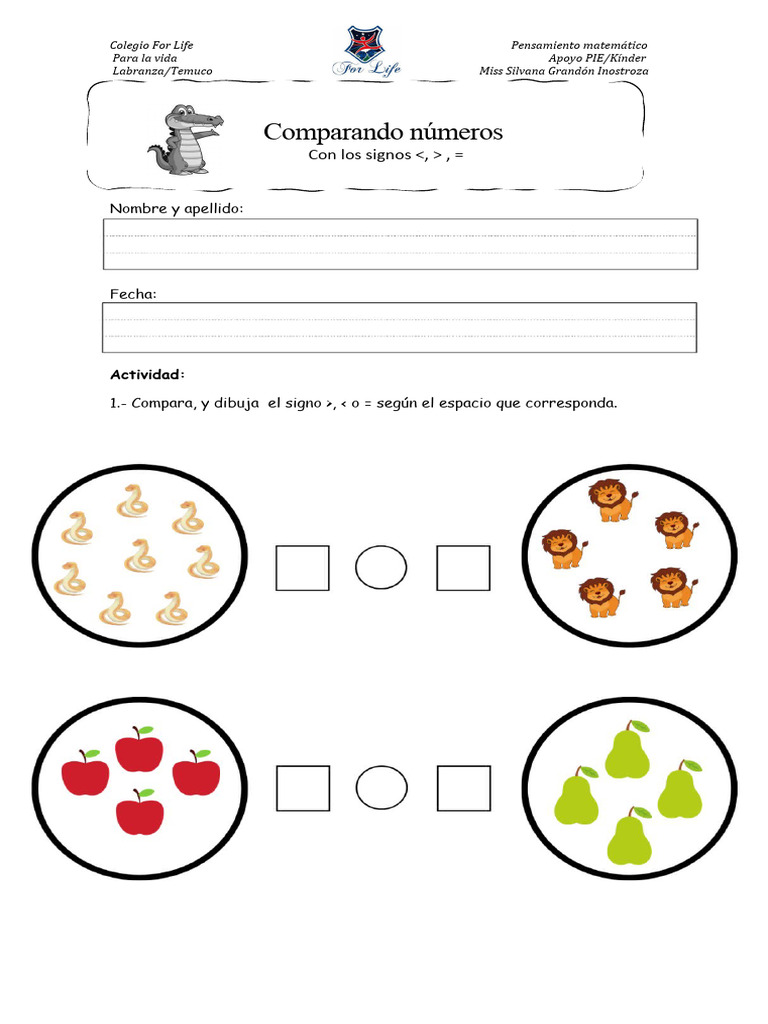 Ficha de Trabajo Kinder | PDF