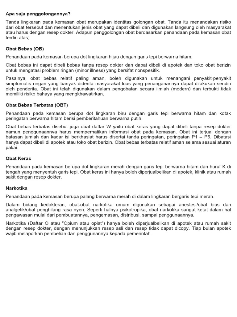 penggolongan obat | PDF