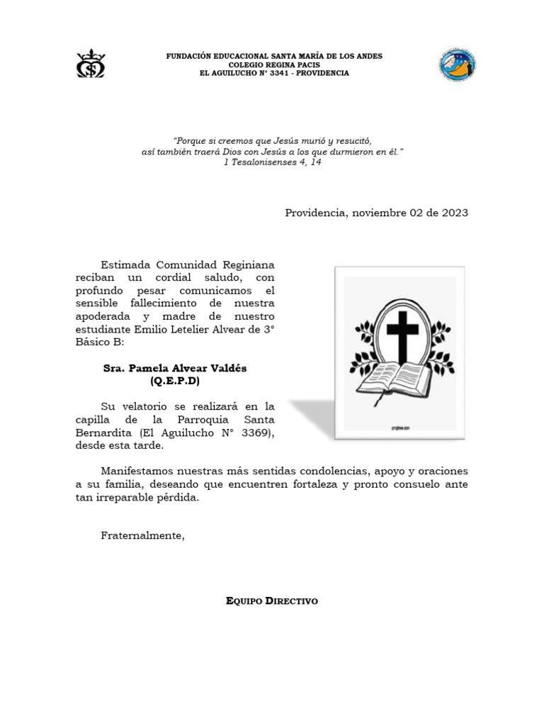 Comunicado Fallecimiento 02 Nov. | PDF