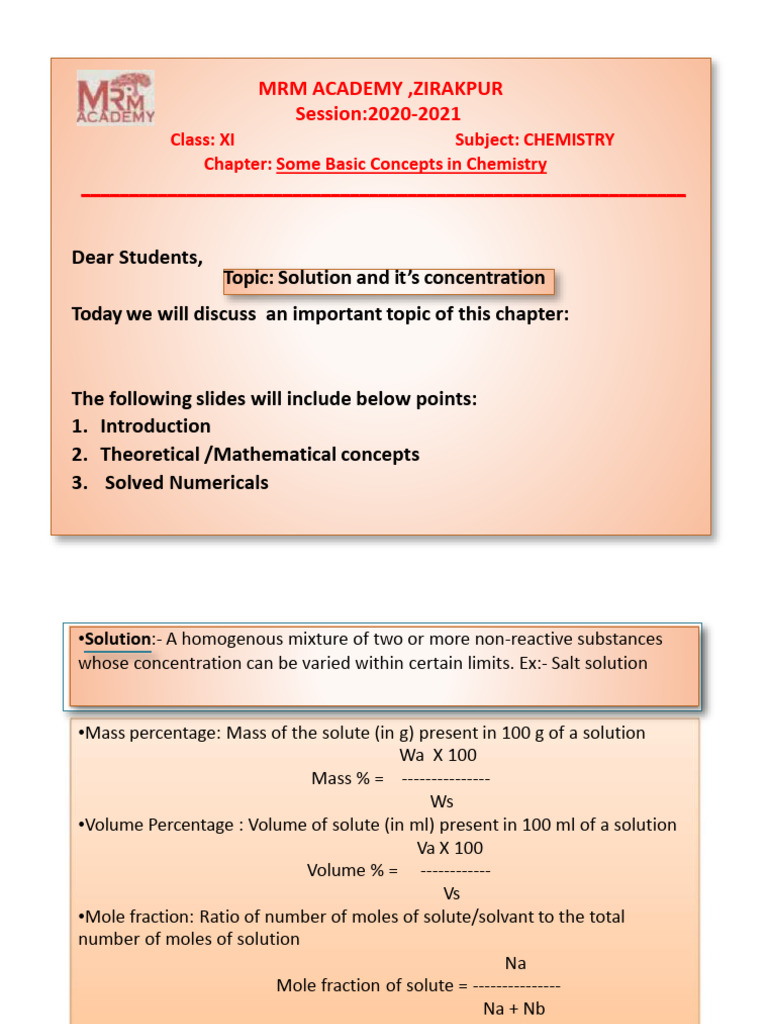 CHemistry Class 11 Lecture 2 (Concentration) | PDF | Concentration ... CHemistry Class 11 Lecture 2 (Concentration) | PDF | Concentration ...